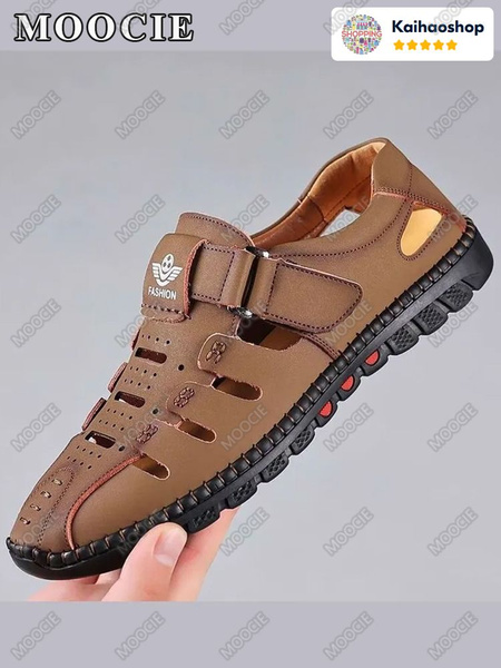 Босоножки Мужской MOOCIE Без каблука Искусственная кожа, размер 44 Толстая подошва Лето Без ...