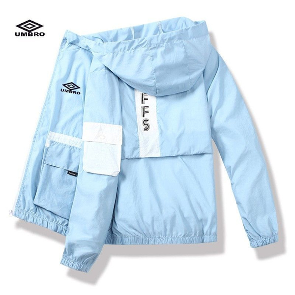 Ветровка Мужской, Женский UMBRO синяя волна Полиэстер, размер 44, 46 На любой сезон облегающий ...