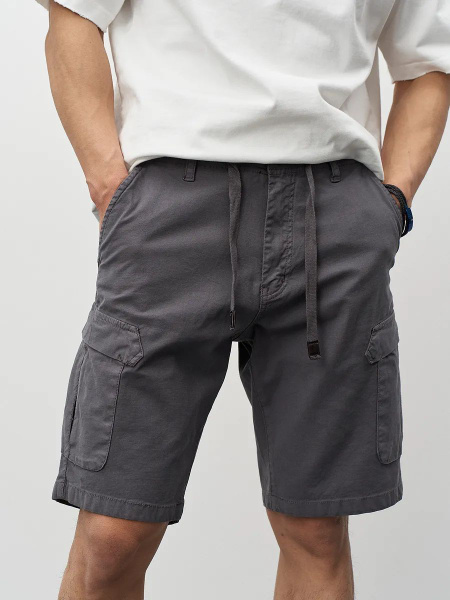 Шорты Мужской Bronks Повседневный темно-серый, серый, размер 52, 54 Хлопок, Эластан Молния ...