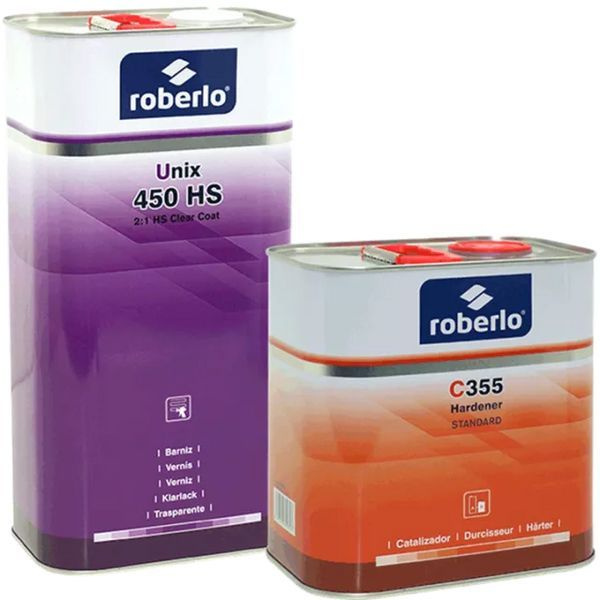 Roberlo Лак 2K HS UNIX 450, 2:1, 5л + отвердитель C355 стандарт 2,5л ...