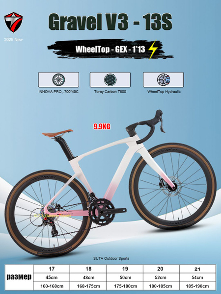 TWITTER BIKE Велосипед Гравийный, Gravel V3, WheelTop GEX 13-speed, 700C*40C, WheelTop Hydraulic ...