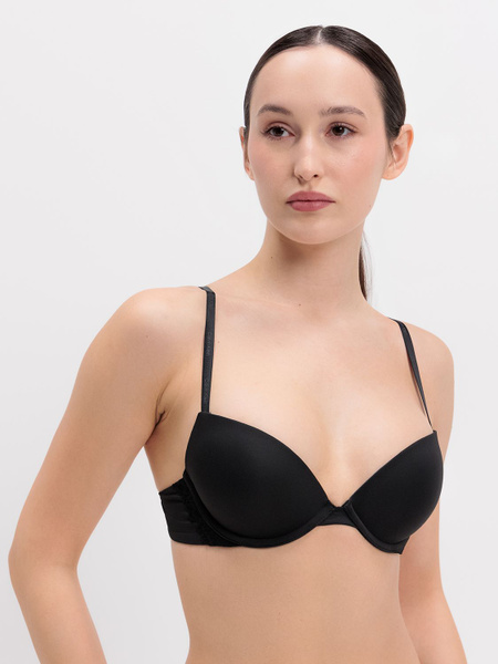 Бюстгальтер Женский Calvin Klein Underwear пуш-ап, размер 80C черный Нейлон, Эластан ...
