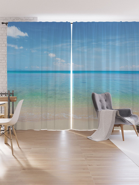 Фотошторы длинные "Тропический бриз", 2 полотна шириной по 170 см, высота 265 см,, JoyArty ...