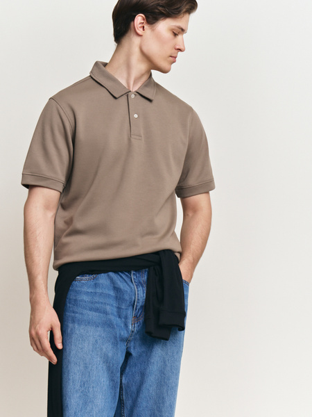 Поло Мужской Zolla хаки, размер 52 Хлопок, Полиэстер Повседневный Китай, рост 182-188 купить c ...