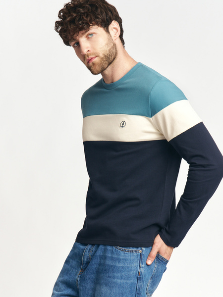 Лонгслив Мужской Zolla голубой Длинный, размер 46 Хлопок Повседневный, рост 182-188 купить c ...