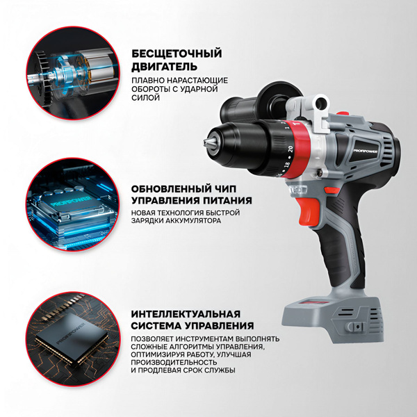 Profipower Дрель-шуруповерт, 18 В, 80 Нм, 0 АКБ купить на OZON по низкой цене (2850543085)