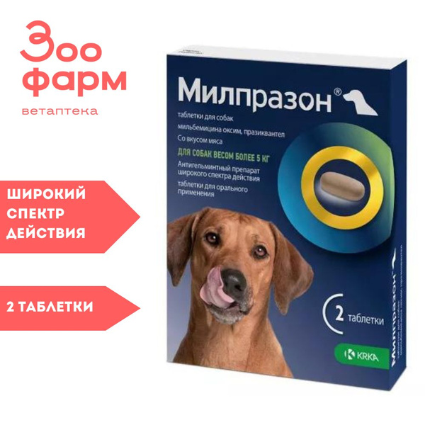 Милпразон для средних собак, 2 таблетки - купить с доставкой по ...