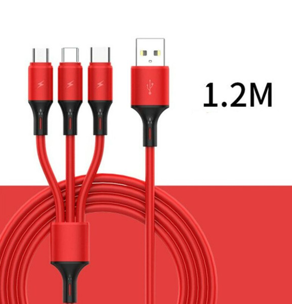 Кабель USB Type-C, Apple Lightning Кабель 3 в 1 быстрой зарядки 120 Вт ...