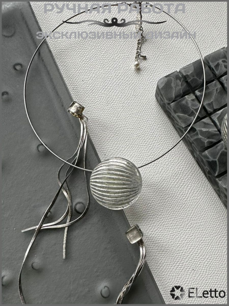 Колье женское PJ Murano Grivna Grani Silver на шею из муранского стекла ...