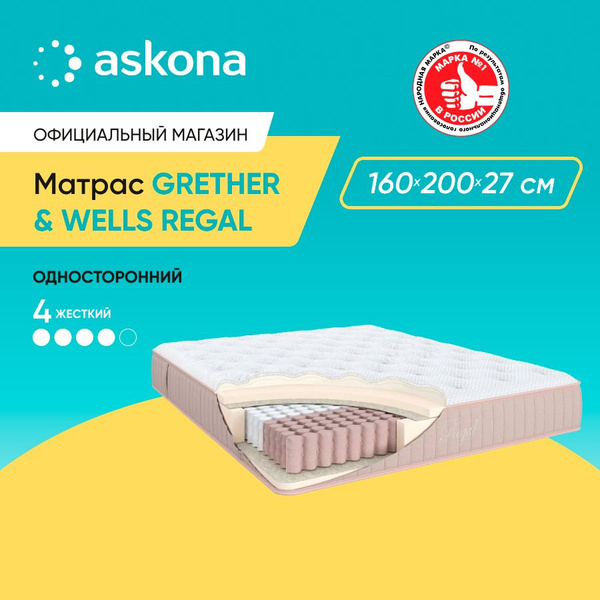 Матрас ASKONA AskonaRegal_200, С зональным пружинным блоком, 160 ...