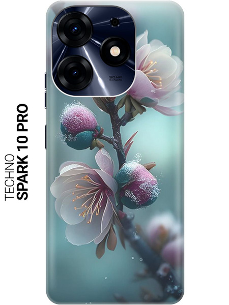 Силиконовый чехол на Tecno Spark 10 Pro Техно Спарк 10 Про с рисунком Распускающиеся бутоны
