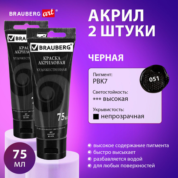 Акриловые краски художественные черные матовые акрил набор 2 штуки для ...