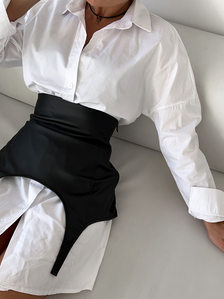 Платье рубашка женское белое с корсетом, Женский, Демисезон, размер 44 ...