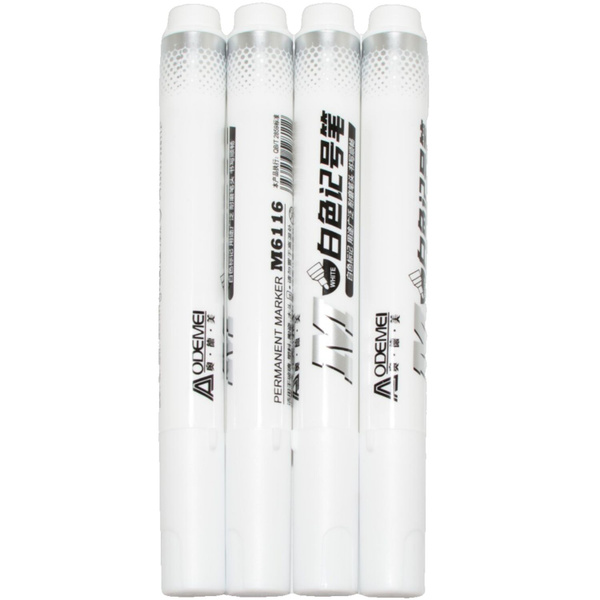 Набор маркеров перманентных Aodemei белые 4 штуки пулевидный наконечник ...