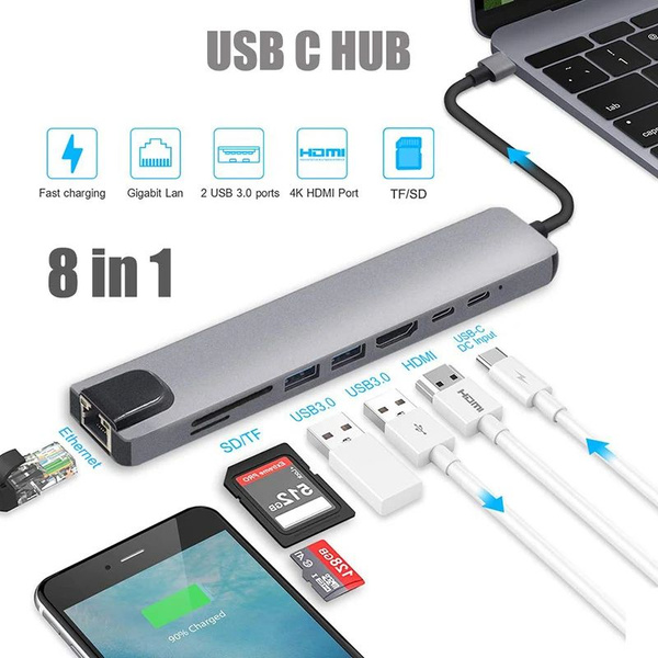 Разветвитель Переходник Usb Type C Hub 8в1 Hdmi хаб концентратор