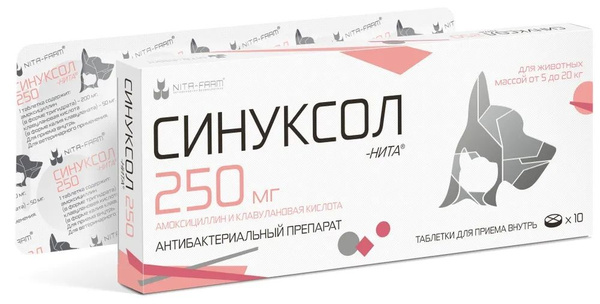 Таблетки Синуксол 250 мг при заболеваниях бактериальной этиологии, 10 ...