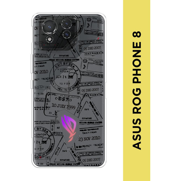 Силиконовый чехол на Asus ROG Phone 8 / Асус Рог Фон 8 "Visa stamps 2 ...