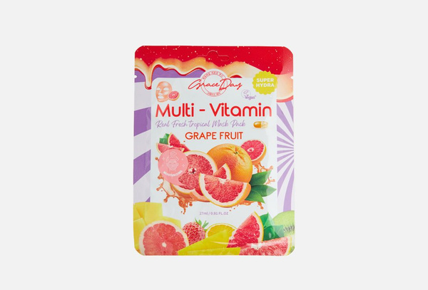 Тканевая маска для лица Grace Day, Multi-Vitamin Grape Fruit Mask Pack 1 мл - купить с доставкой ...