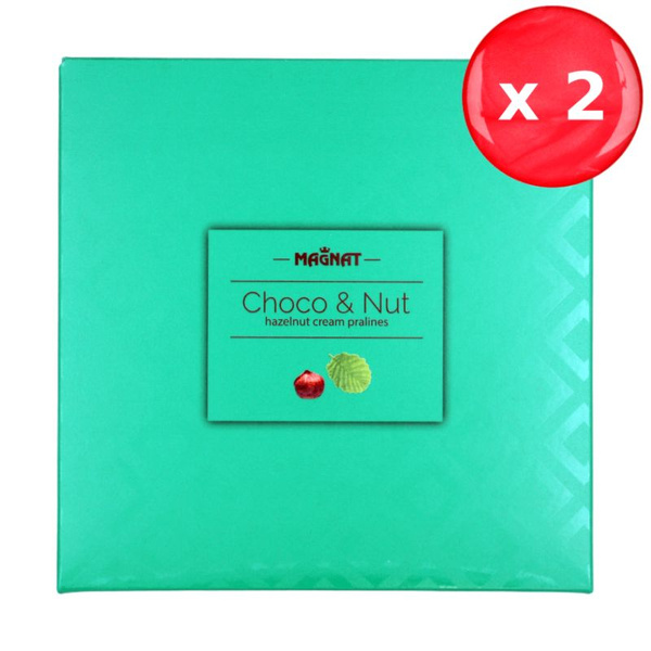 Конфеты MAGNAT Choco&Nut пралине с ореховой начинкой 160 г, набор из 2 ...