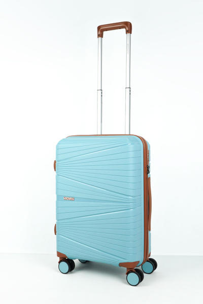 Чемодан Chemodan 360 маленький из полипропилена на 4-х колесах с TSA замком (Shell) голубой с ...