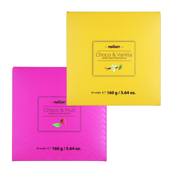Конфеты MAGNAT Choco&Nut пралине с малиновой и ванильной начинками 160 ...