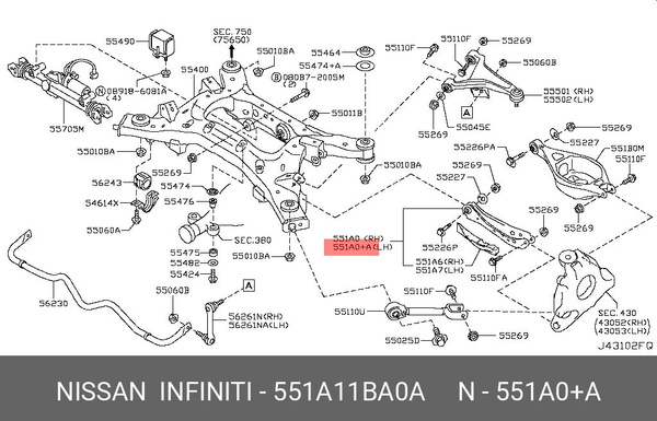 Рычаг s51 rl нижн. зад Nissan 551A1-1BA0A - купить по доступным ценам в ...