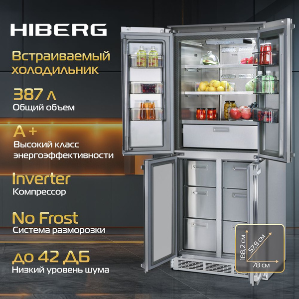 Встраиваемый холодильник Hiberg i-RFQB 550 NF, белый - купить по ...