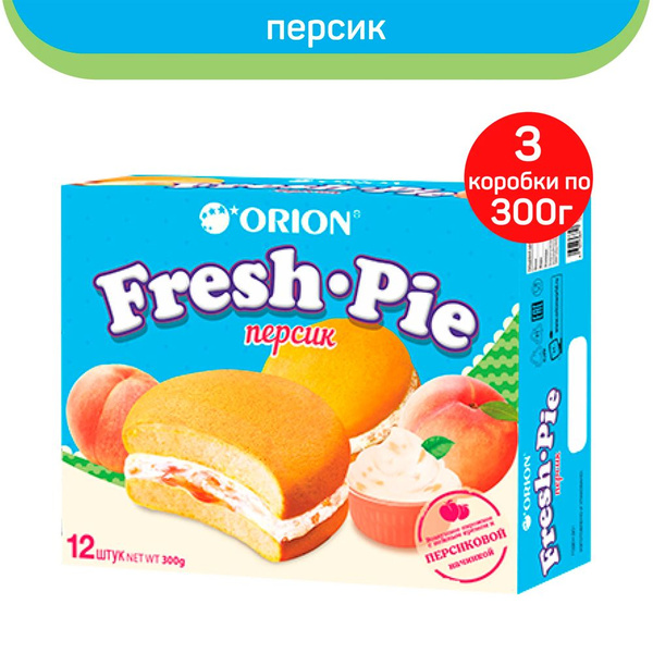 Печенье Orion Fresh Pie, персик, 3 шт по 300 г - купить с доставкой по ...