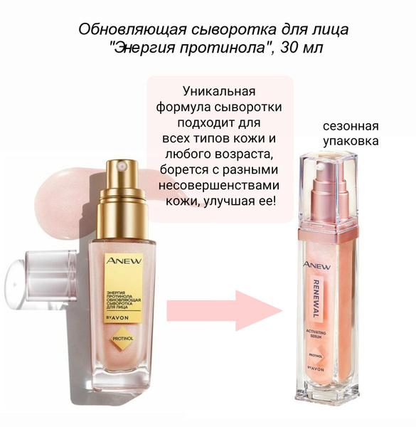 Обновляющая сыворотка для лица Avon Anew "Энергия протинола", 30 мл ...