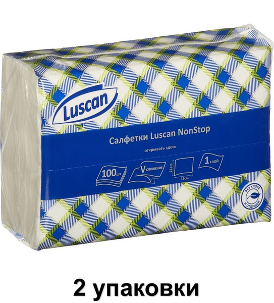 Luscan Салфетки бумажные NonStop 1сл, белые, 100 листов, 2 уп купить на OZON по низкой цене ...