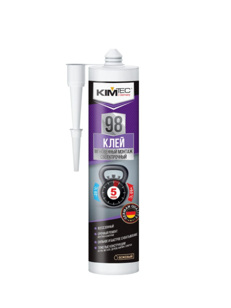 Монтажный клей KIM TEC 98 280 мл0.3 кг, бежевый - купить по выгодным ценам в интернет-магазине ...