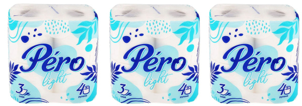 Pero Туалетная бумага Light, 3 слоя, белая, 4 шт/уп, 3 уп - купить с ...