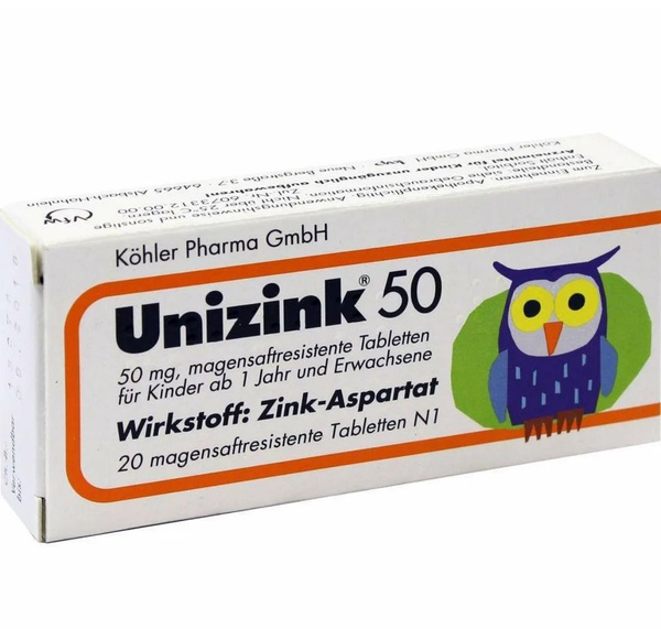 UNIZINK 50 Цинк, 20 таблеток купить на OZON по низкой цене (1760184162)