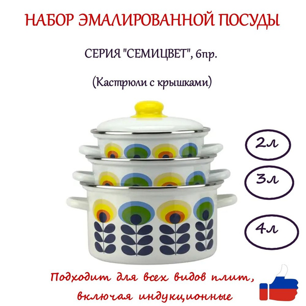 Эмаль Набор посуды для приготовления, 6 предм. - купить с доставкой по ...