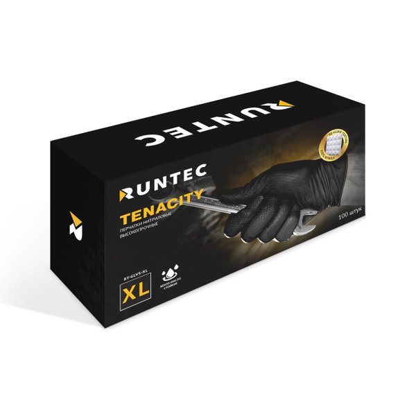 Перчатки нитриловые высокопрочные Tenacity RUNTEC RT-GLVS-XL размер XL 100 штук - купить в ...