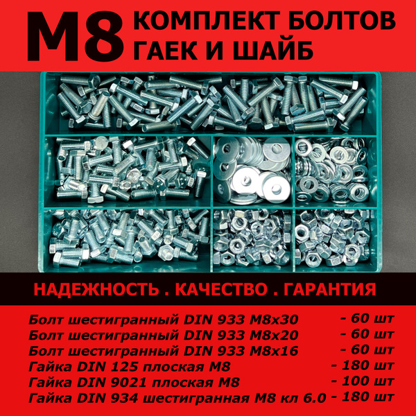 Болт M8 x , головка: Шестигранная, 1 шт - купить по выгодной цене в интернет-магазине OZON ...