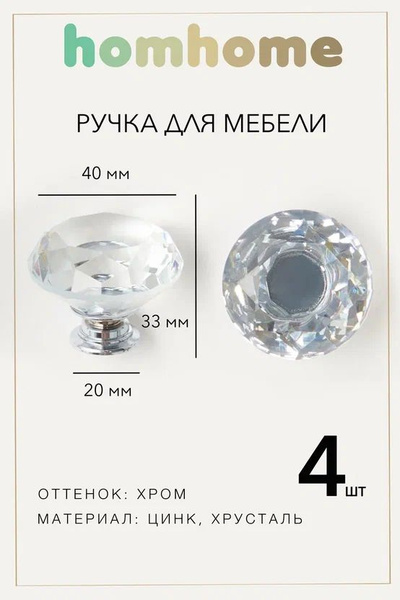 Прозрачная ручка мебельная 40 мм 4 шт купить на OZON по низкой цене ...