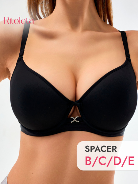 Бюстгальтер Женский Ritoleta спейсер, размер 75B черный Полиуретан Повседневный Китай Крючки ...