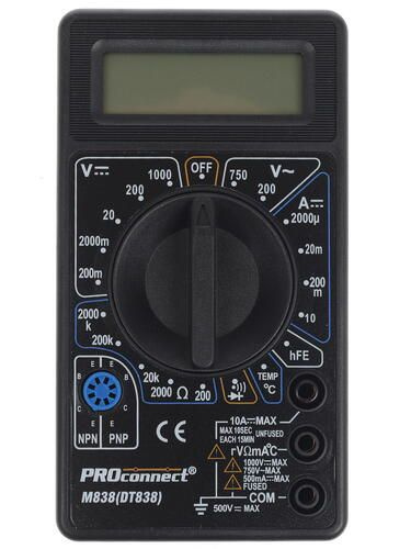 Мультиметр Proconnect M838 ручной, до 1000 В, погрешность - 0.5 % ...