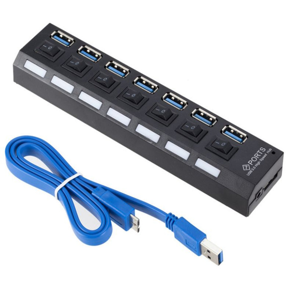Usb ХАБ разветвитель Usb Hub 7 портов с выключателями Hub Usb для периферийных устройств