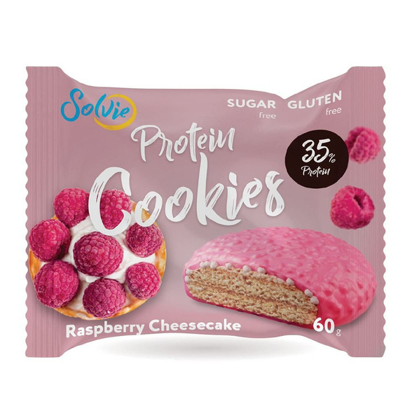 Печенье протеиновое Solvie Protein Cookies Pink Ice Cream- Малиновый чизкейк-Mocca Latte ...