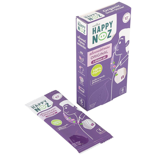 Пластырь от заложенности носа с луковым маслом для взрослых Happy Noz ...