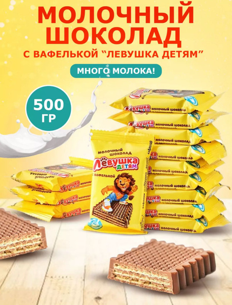 Конфеты вафельные Левушка детям в молочном шоколаде - купить с ...
