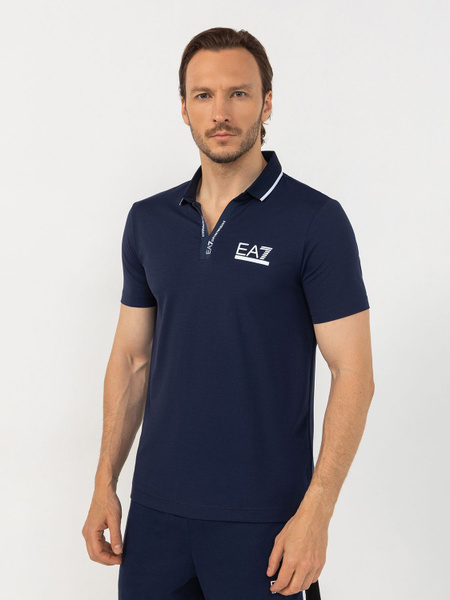 Поло EA7, размер 54, 56, цвет темно-синий, вискоза 60% полиамид 35% эластан 5% - купить по ...