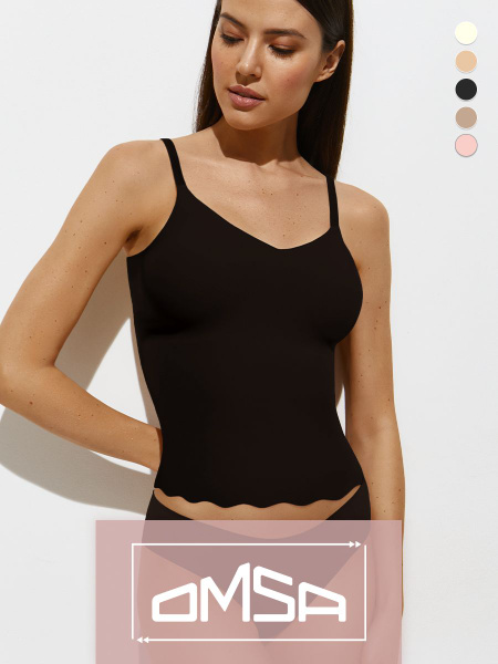 Майка бельевая Женский Omsa черный Повседневный, размер 50 Китай Однотонный купить c доставкой ...