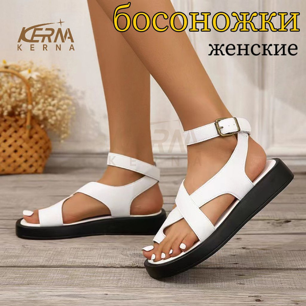 Босоножки Женский KERNA Без каблука Искусственная кожа, размер 37 Толстая подошва R (средняя ...