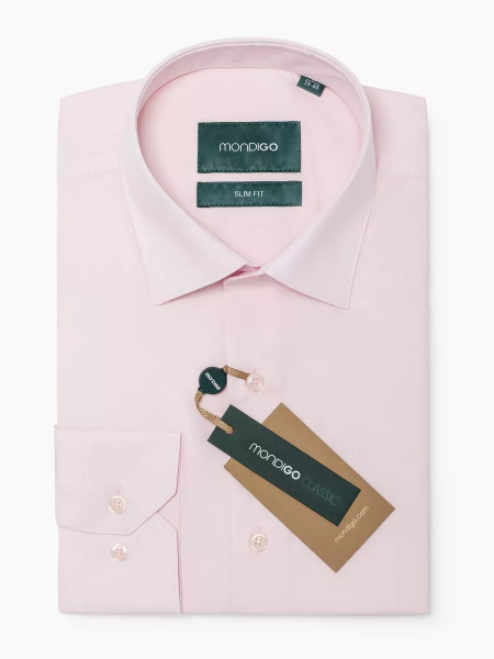 Рубашка Мужской Mondigo светло-розовый Длинный Хлопок, Полиэстер Воротник Однотонный, размер 52 ...