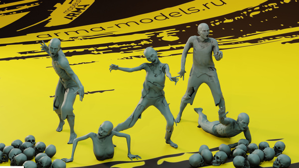 Фигурка для покраски, моделирования Arma Models, миниатюра фигуры Зомби, 5 шт - купить с ...