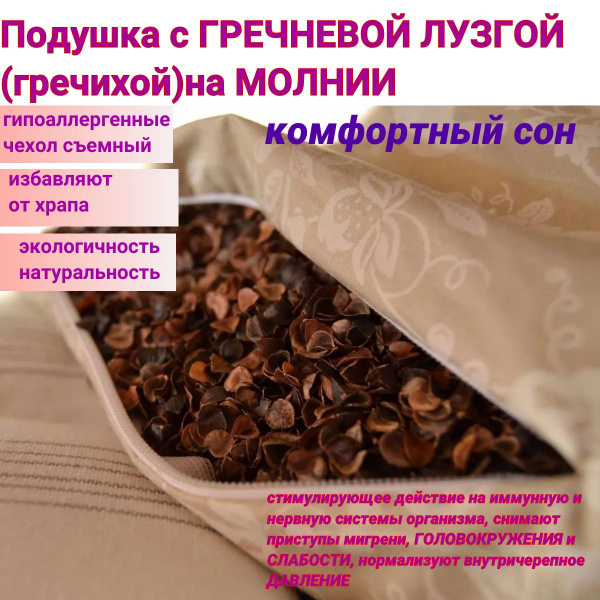 Подушка АЭлита, 60x60 см, наполнитель Лузга гречихи, - купить по ...