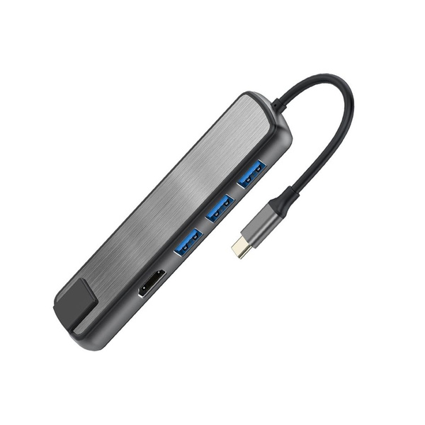 Док-станция USB C 6 в 1, алюминий-USB3.0 PD60W, гигабитный Ethernet ...